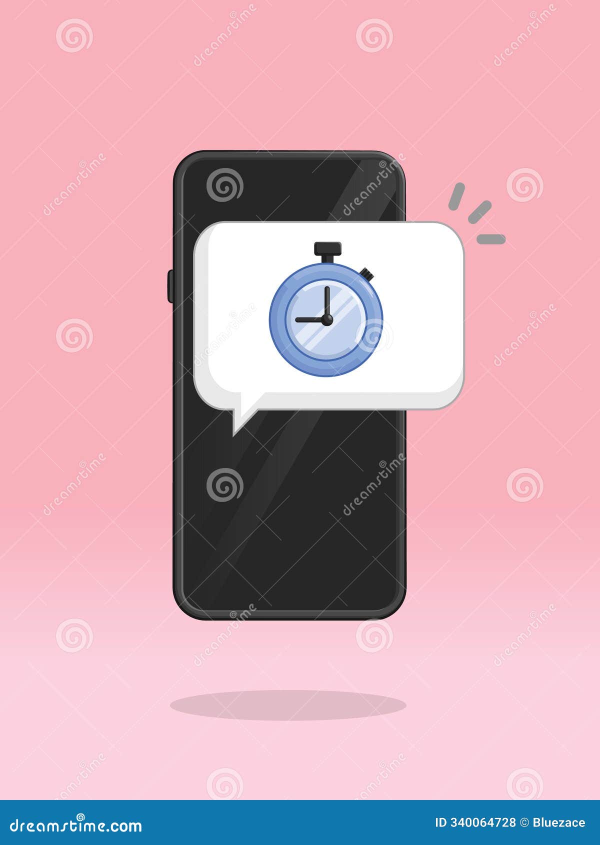 Smartphone Stopwatch Push Notification Popup Alarm Stock Vector ...