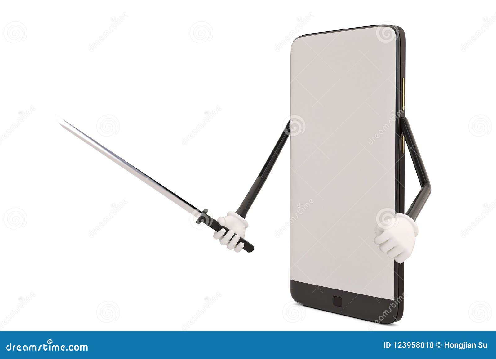 Smartphone with Sword.3D Illustration. Stock Illustration ...