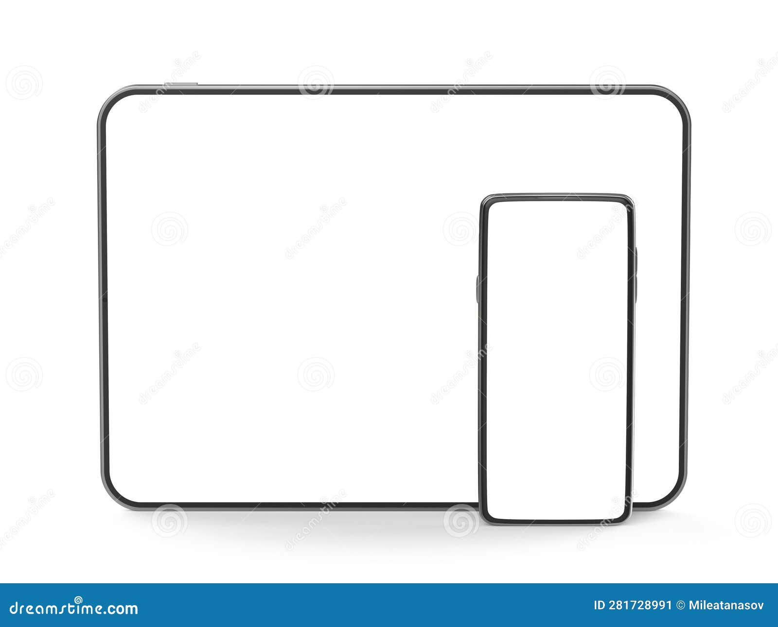 Smartphone and Tablet Computer, Front View Stock Image - Illustration ...