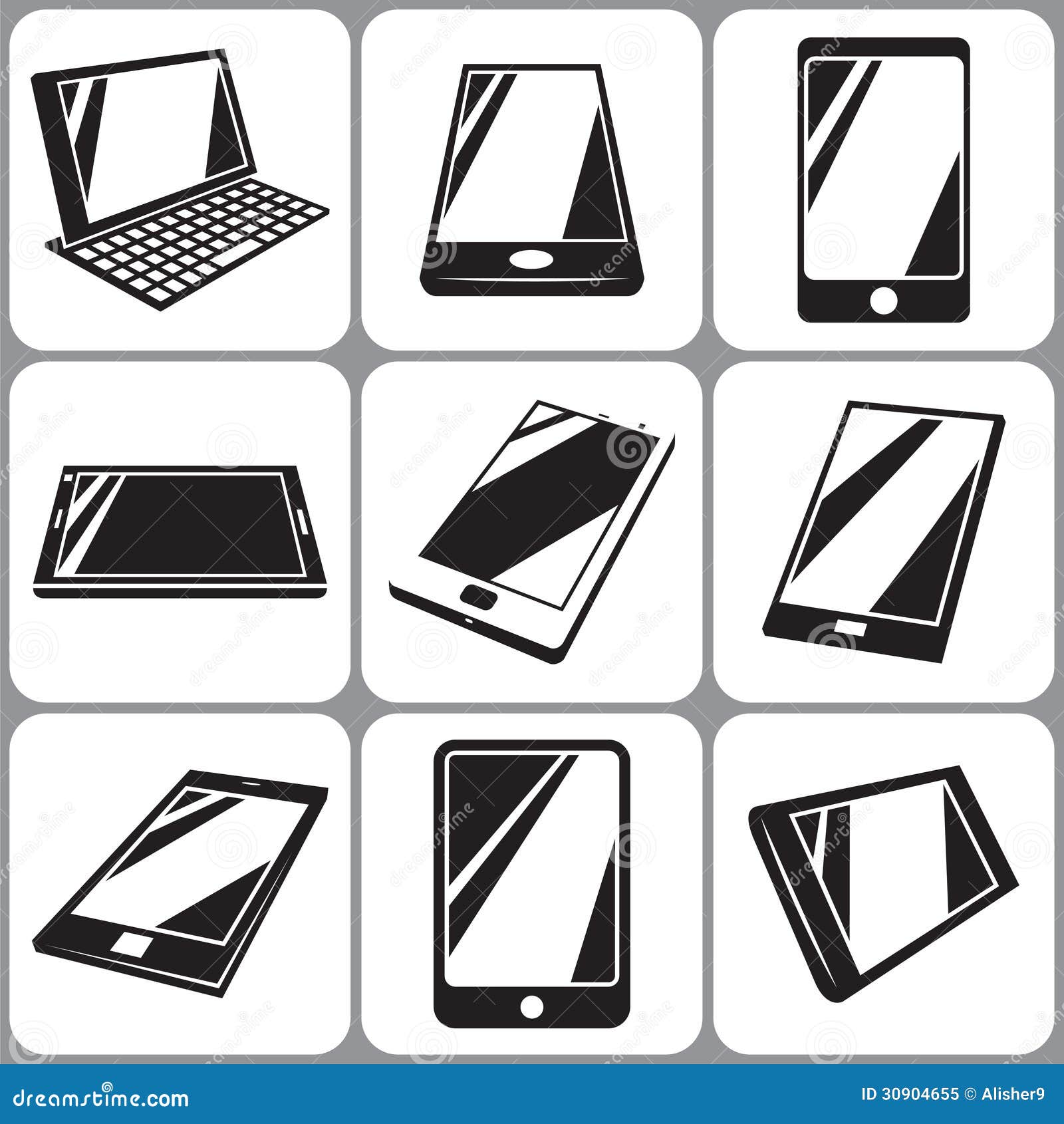 Smartphone and Tablet Icons Set Stock Vector - Illustration of isolated ...