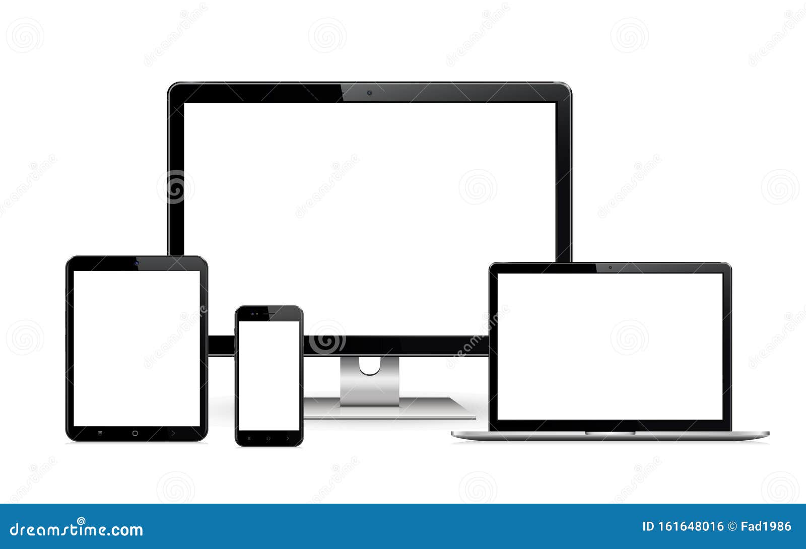 Smartphone, Tablet, Laptop and Desktop Computer. Vector Illustration of ...