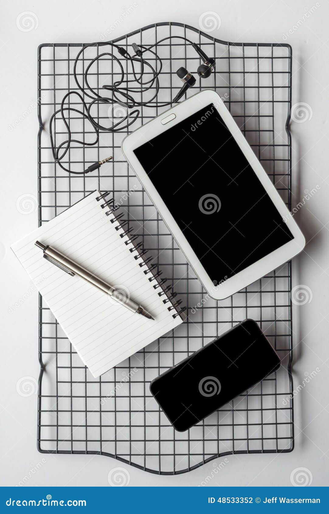 Smartphone, Tablet and Notepad Stock Photo - Image of black, digital ...