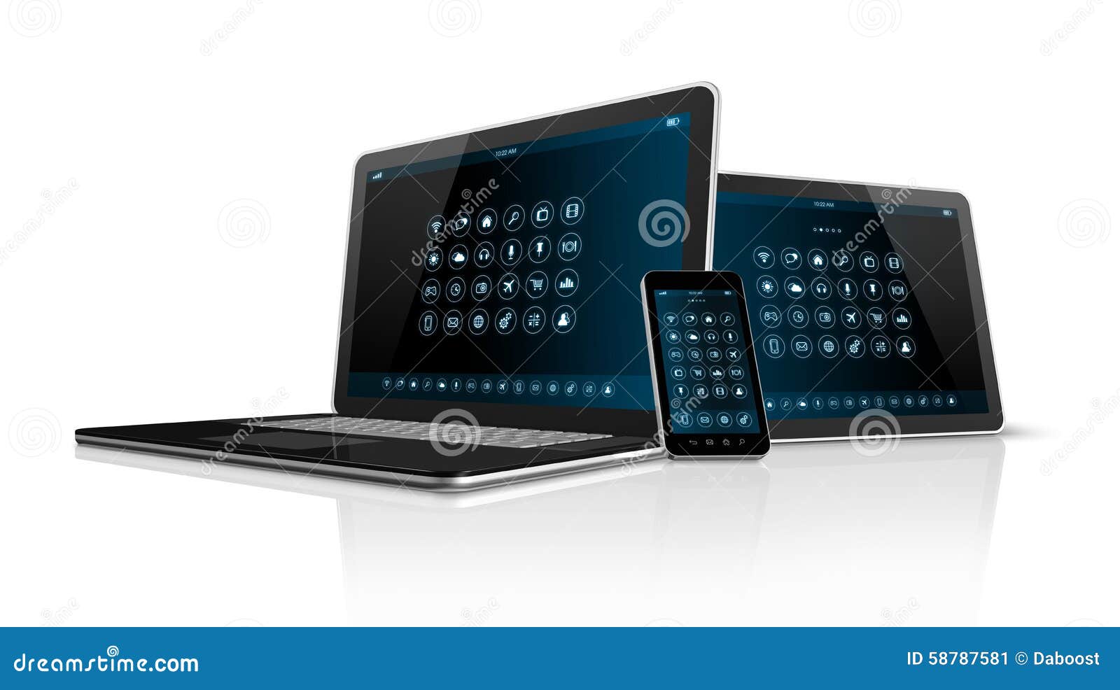 Smartphone Tablet Pc and Laptop Stock Illustration - Illustration of ...