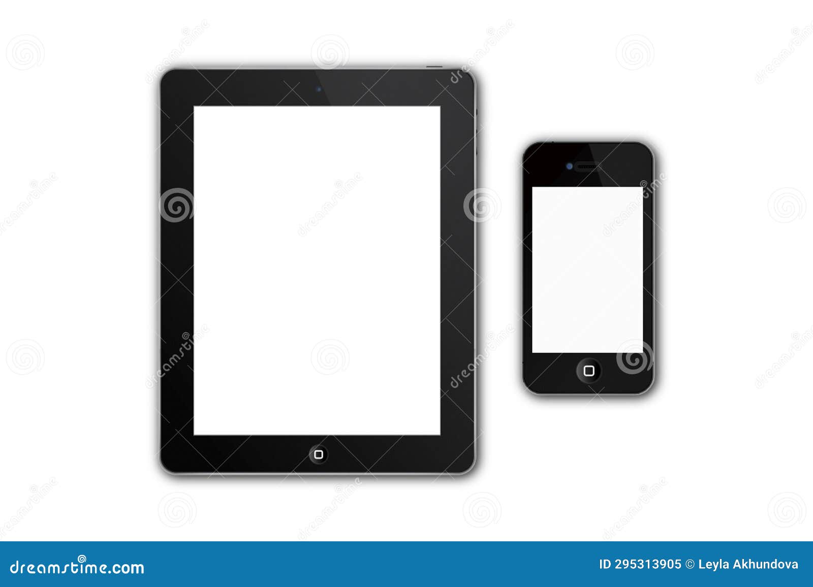 Smartphone and Tablet with White Screen Digital Devises Mockup Isolated ...