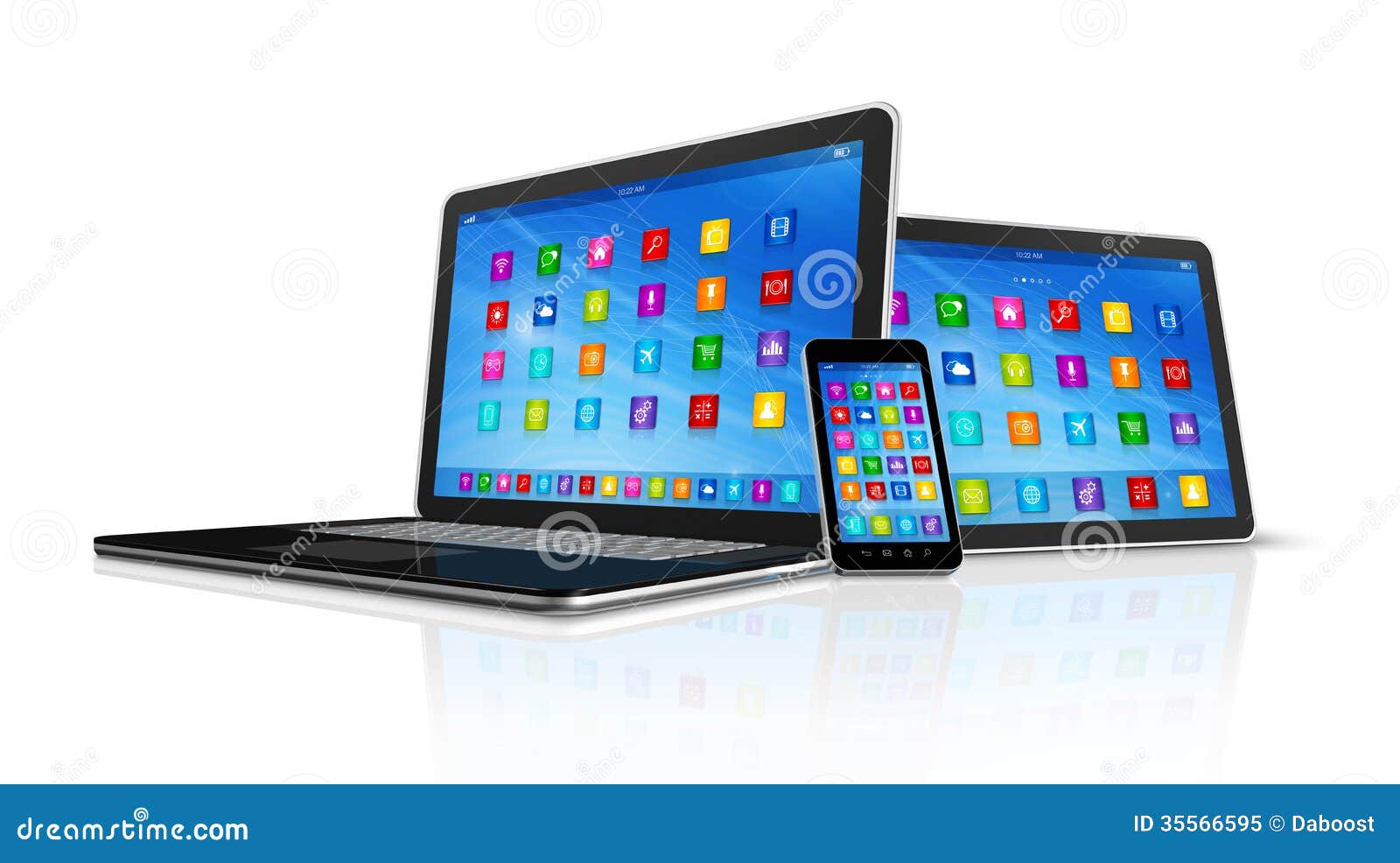 Smartphone, Tablette De Digital Et Ordinateur Portable Illustration ...