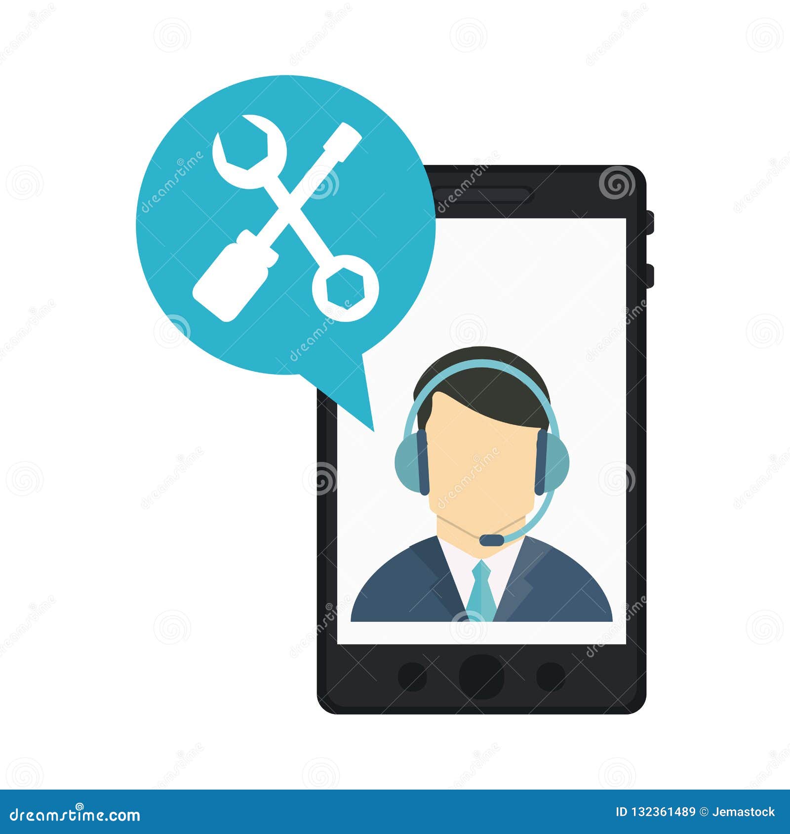 Smartphone Technical Support Stock Vector - Illustration of customer ...