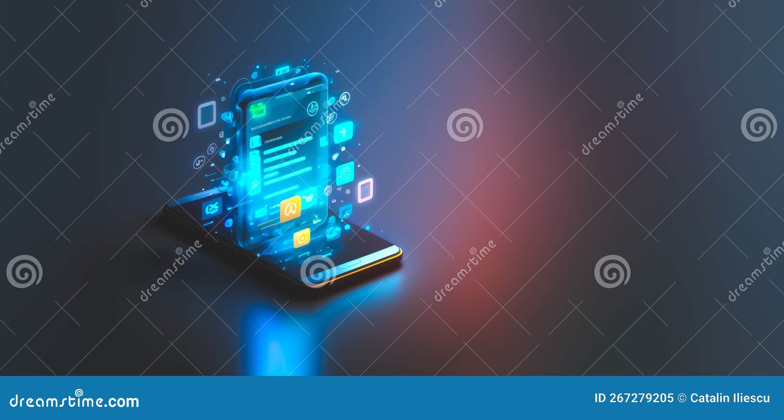 Smartphone Technology Concept, Exploded Panel with Cloud Services and ...