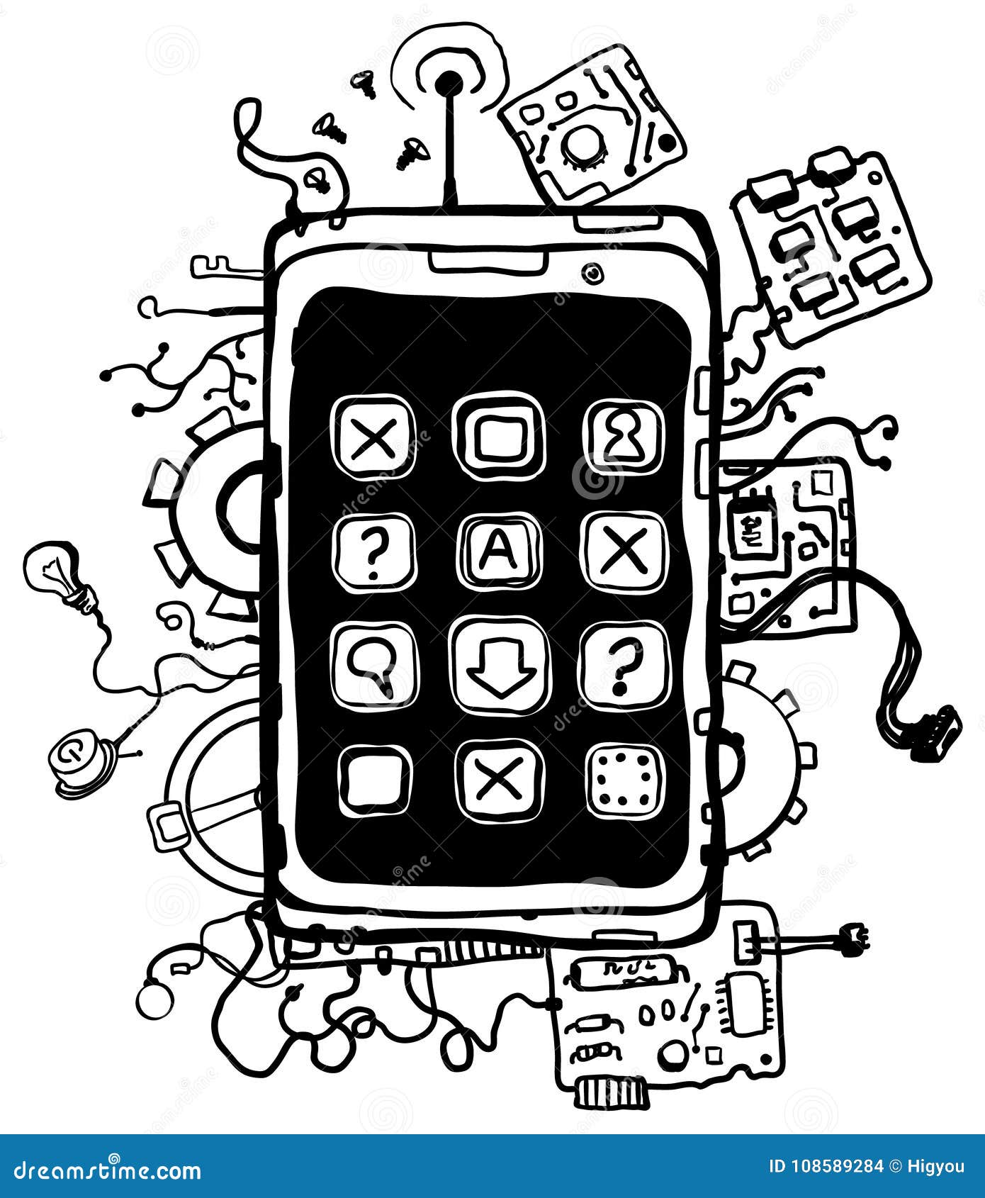 Smartphone Technology Drawing Stock Vector - Illustration of ...