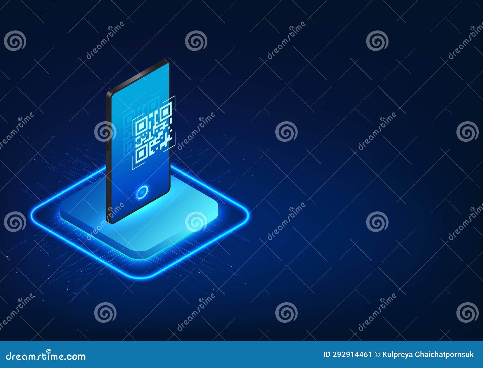 Smartphone Technology Scanning Qr Code Mobile Phone With Qr Screen In Isometric View Shows