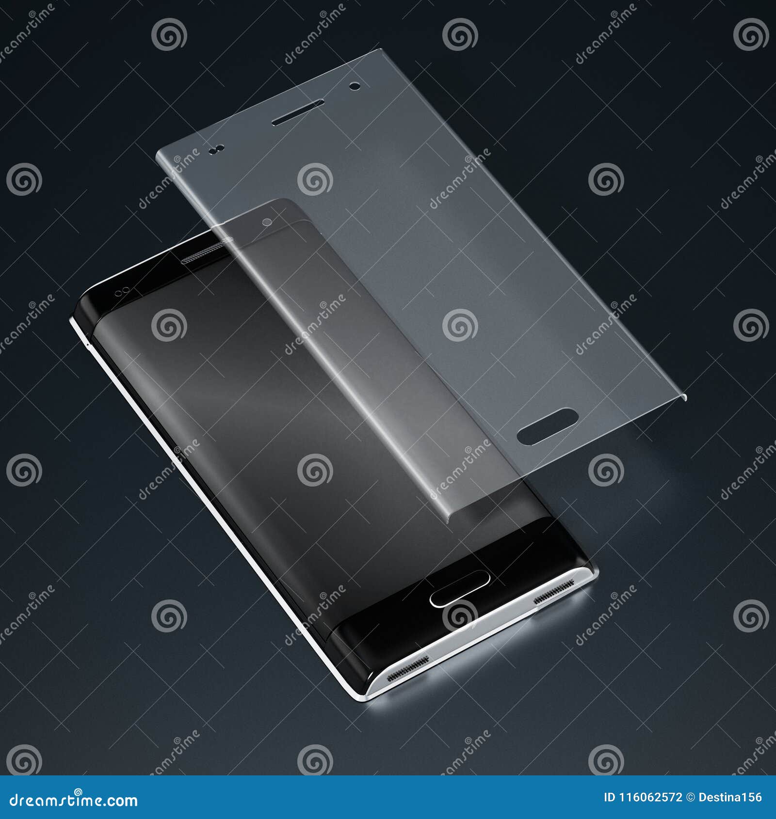 Smartphone and Tempered Glass Screen Protector. 3D Illustration Stock ...