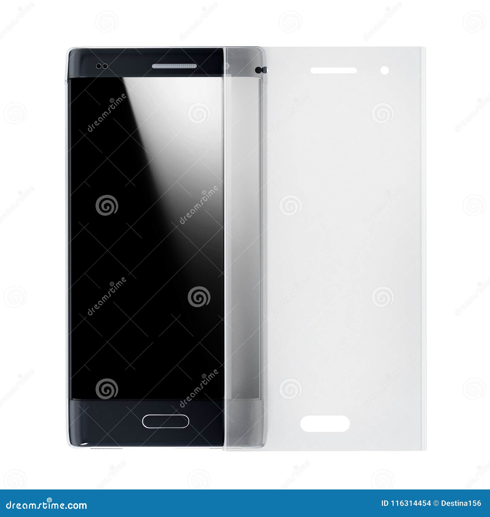 Smartphone and Tempered Glass Screen Protector. 3D Illustration Stock ...