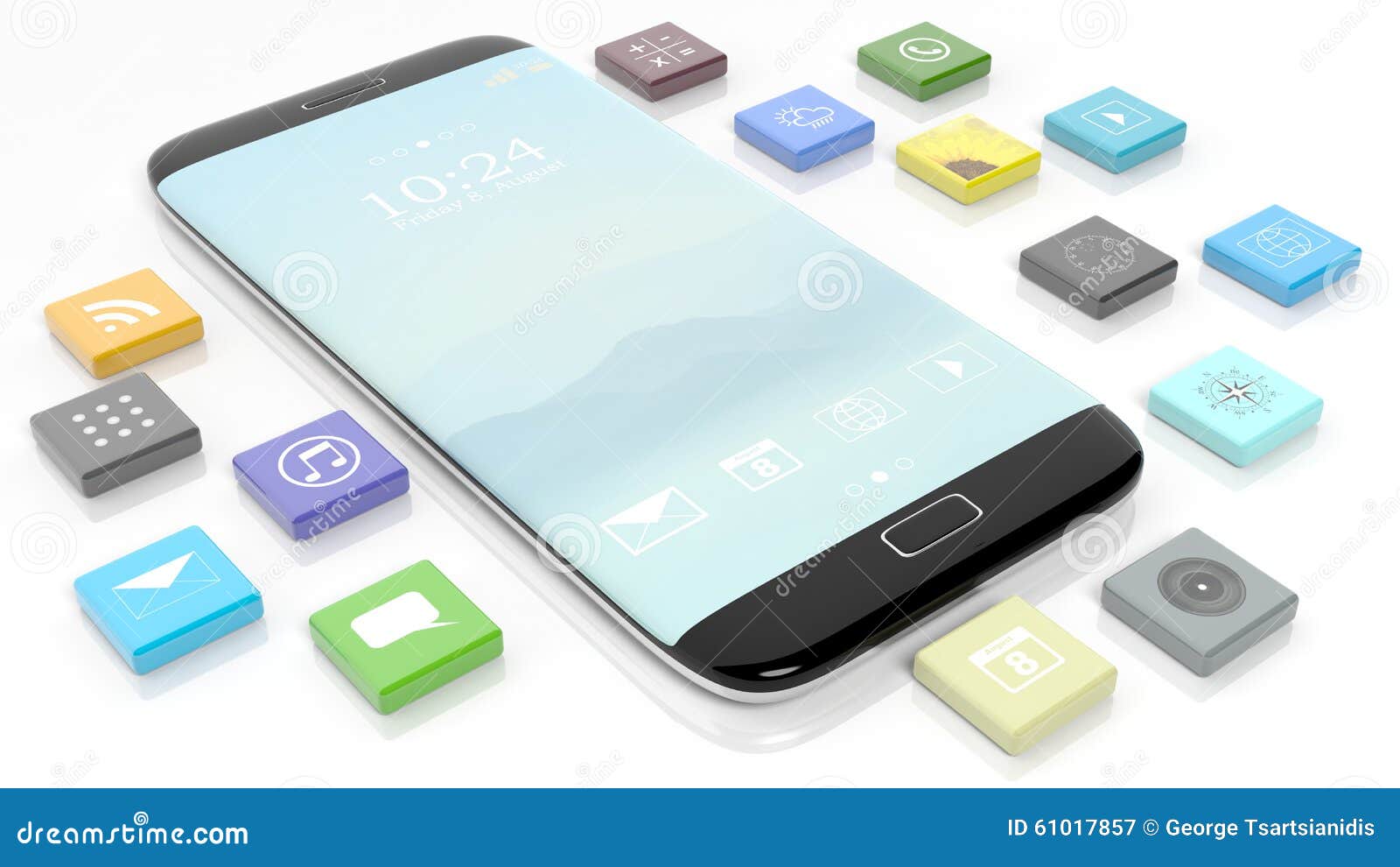Smartphone Template with Apps in Shape of a Beveled Square Stock ...