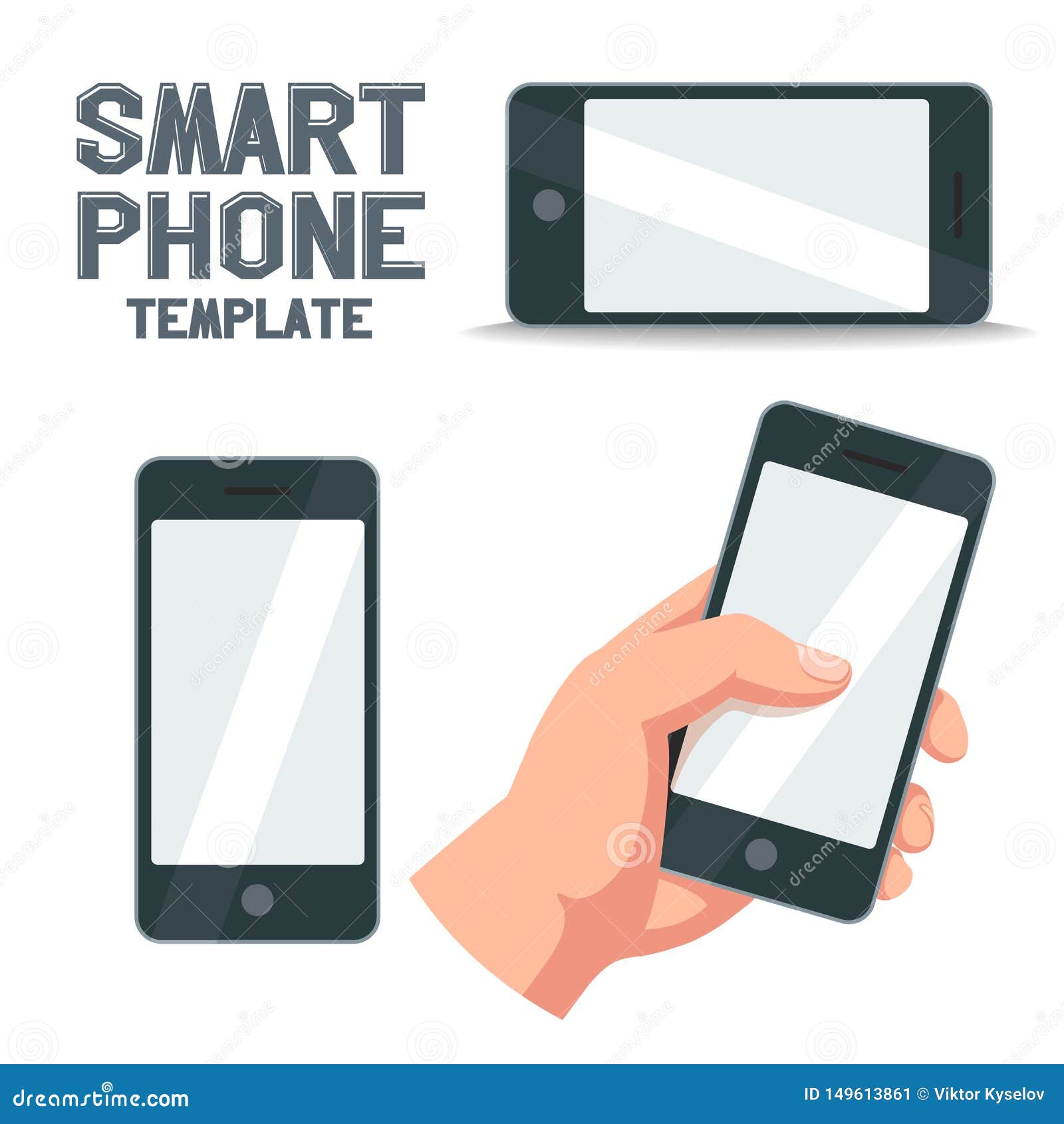 Smartphone template vector stock vector. Illustration of white - 149613861