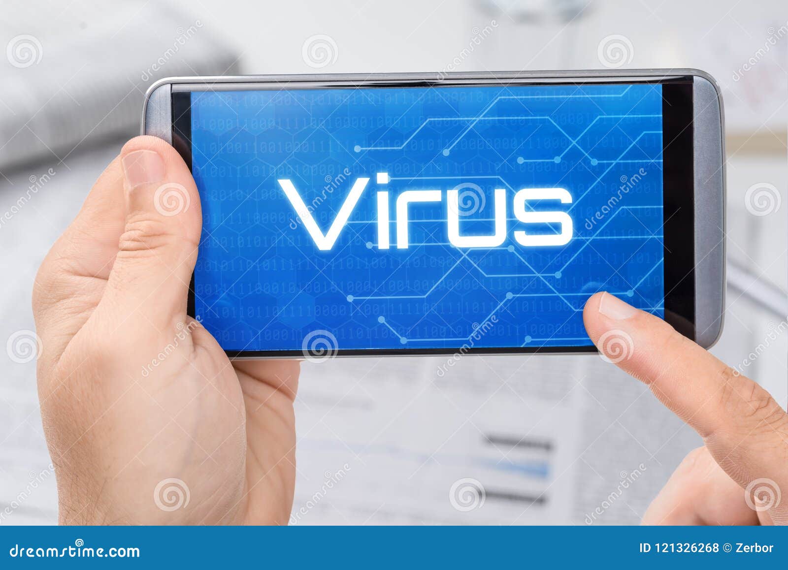 Smartphone with the Text Virus on the Display Stock Photo - Image of ...