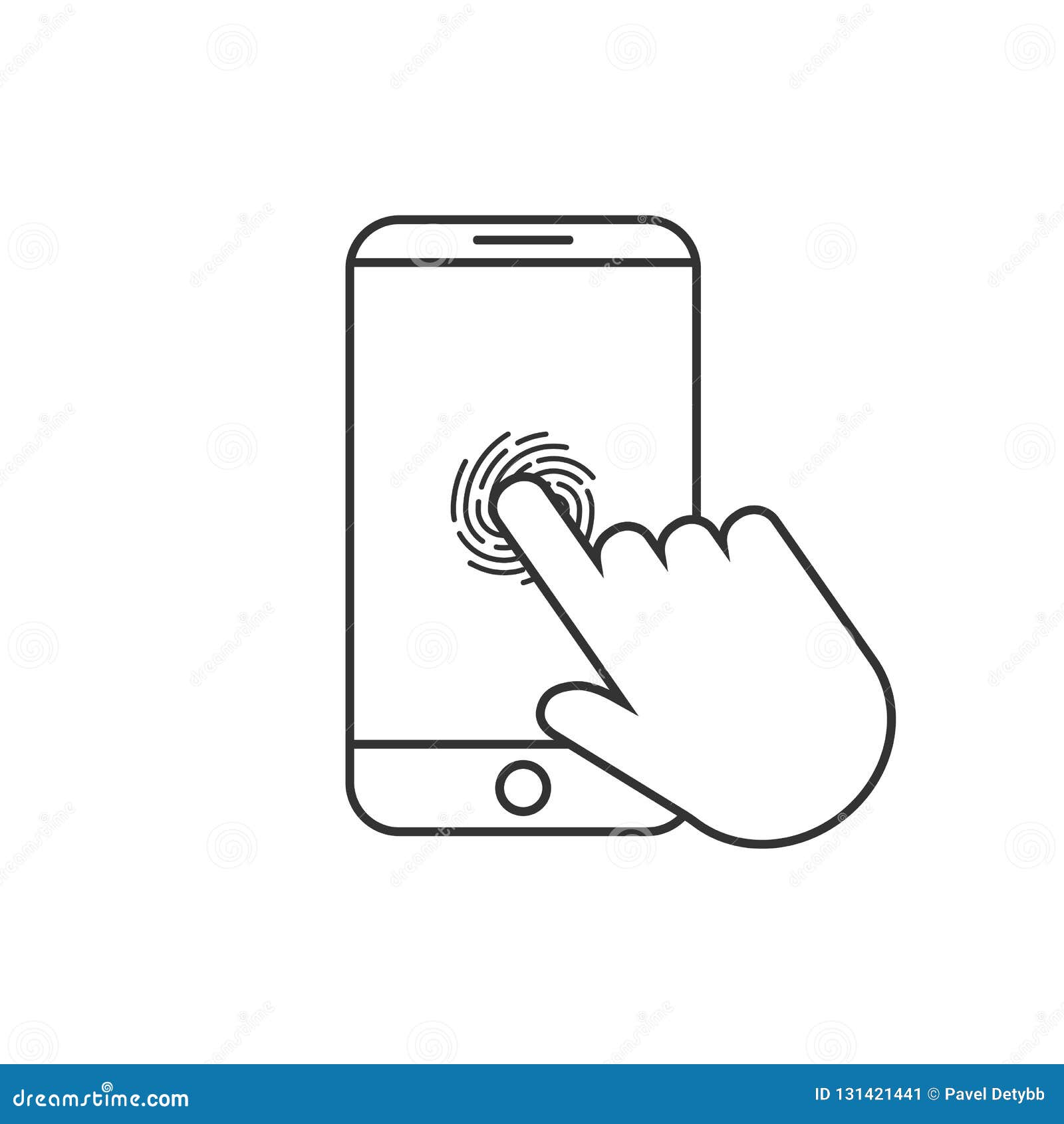 Smartphone Touch Icon. Fingerprint Icon. Vector Illustration, Flat ...