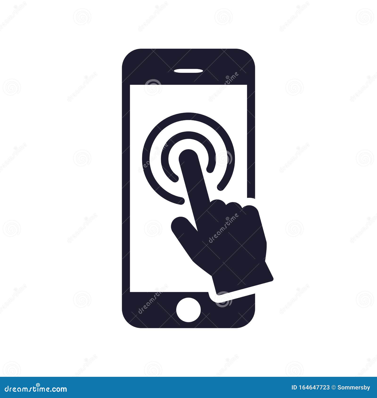 Smartphone Touch Screen with Clicking Hand Symbol Icon Isolated on ...