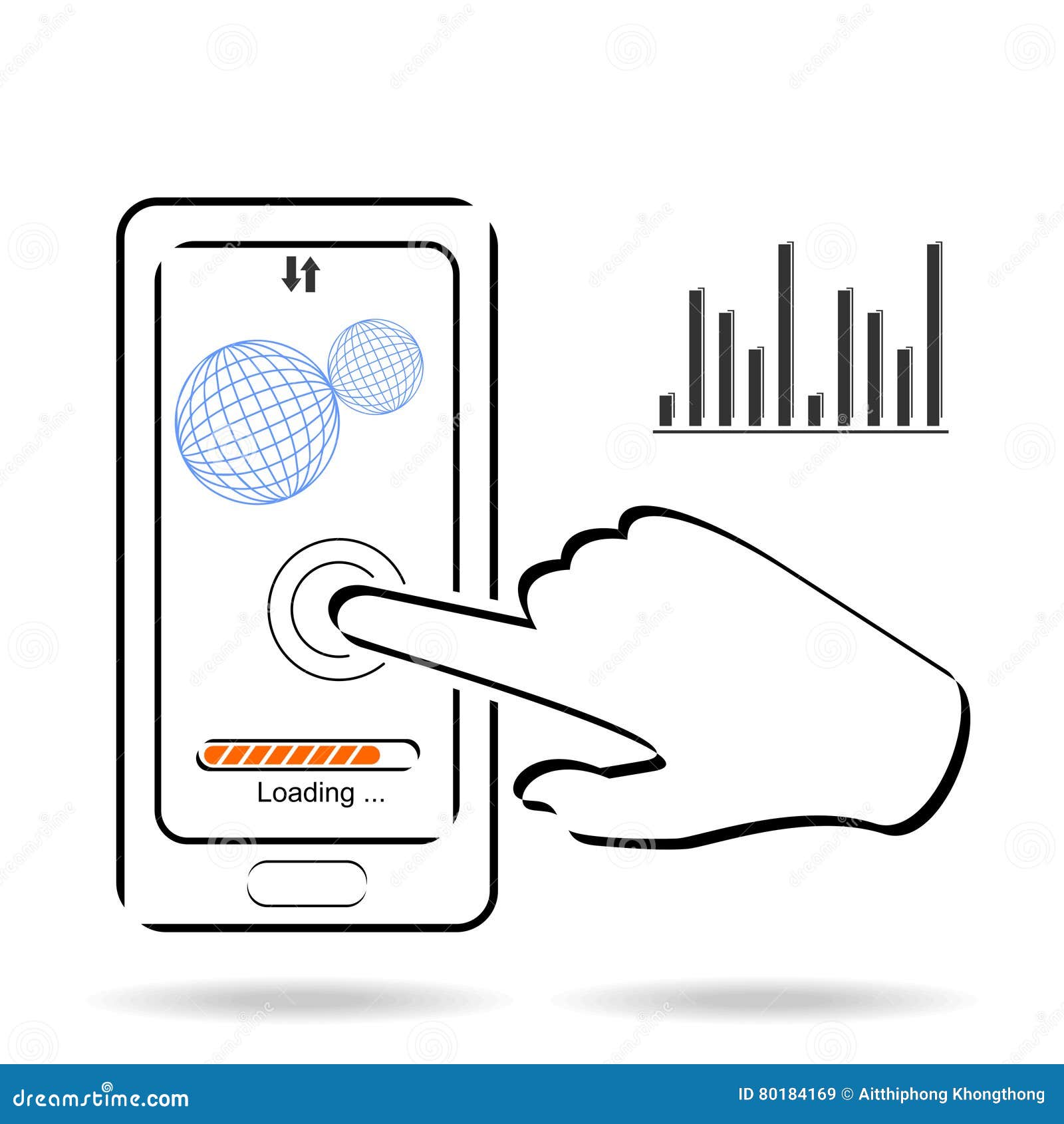 Smartphone Touchscreen Application and Mobile Connection Icon Vector ...