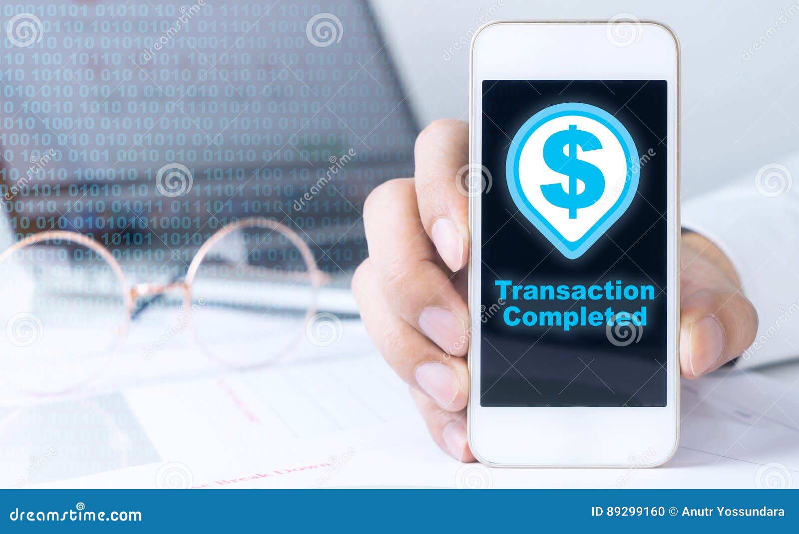 Smartphone with Transaction Complete Icon Stock Photo - Image of ...