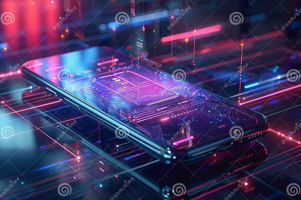 Smartphone Translucent Screen Displaying Interface Artificial ...
