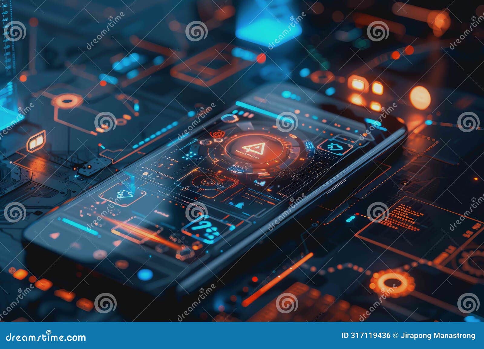 Smartphone a Transparent Display Shows User Interface Components, UX UI ...