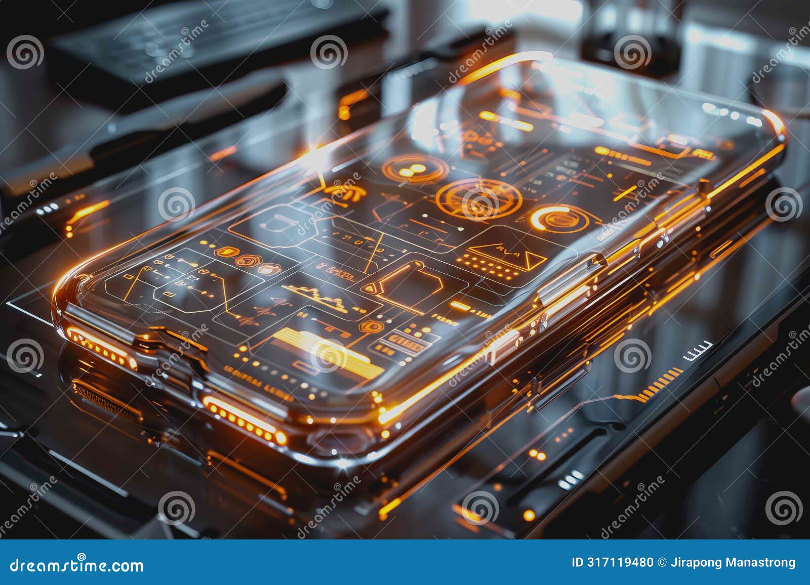 Smartphone a Transparent Display Shows User Interface Components, UX UI ...