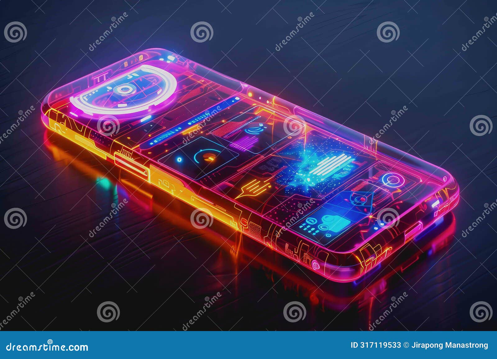 Smartphone a Transparent Display Shows User Interface Components, UX UI ...