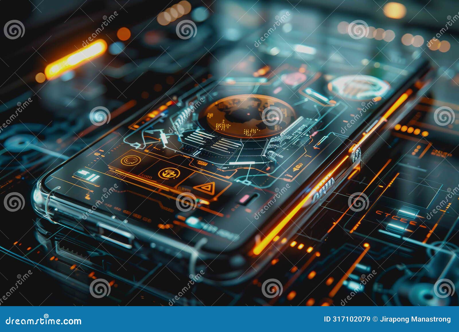 Smartphone a Transparent Display Shows User Interface Components, UX UI ...