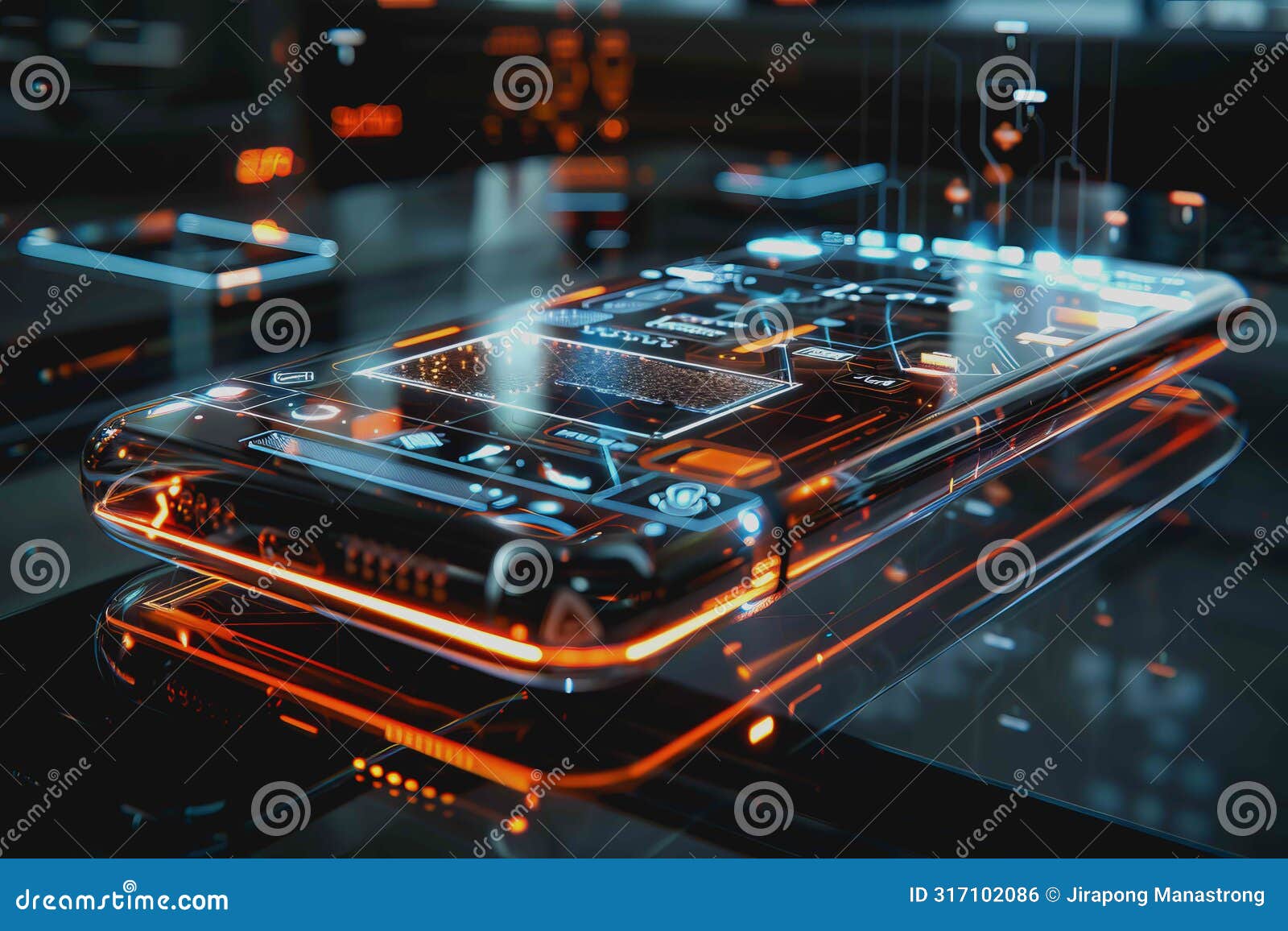 Smartphone a Transparent Display Shows User Interface Components, UX UI ...