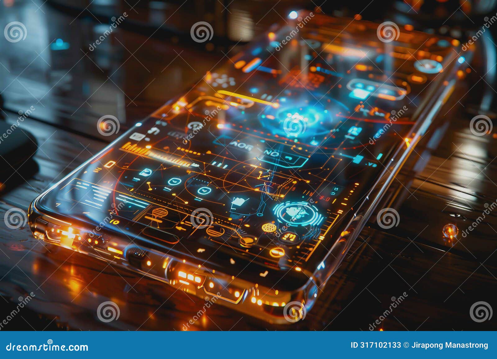 Smartphone a Transparent Display Shows User Interface Components, UX UI ...