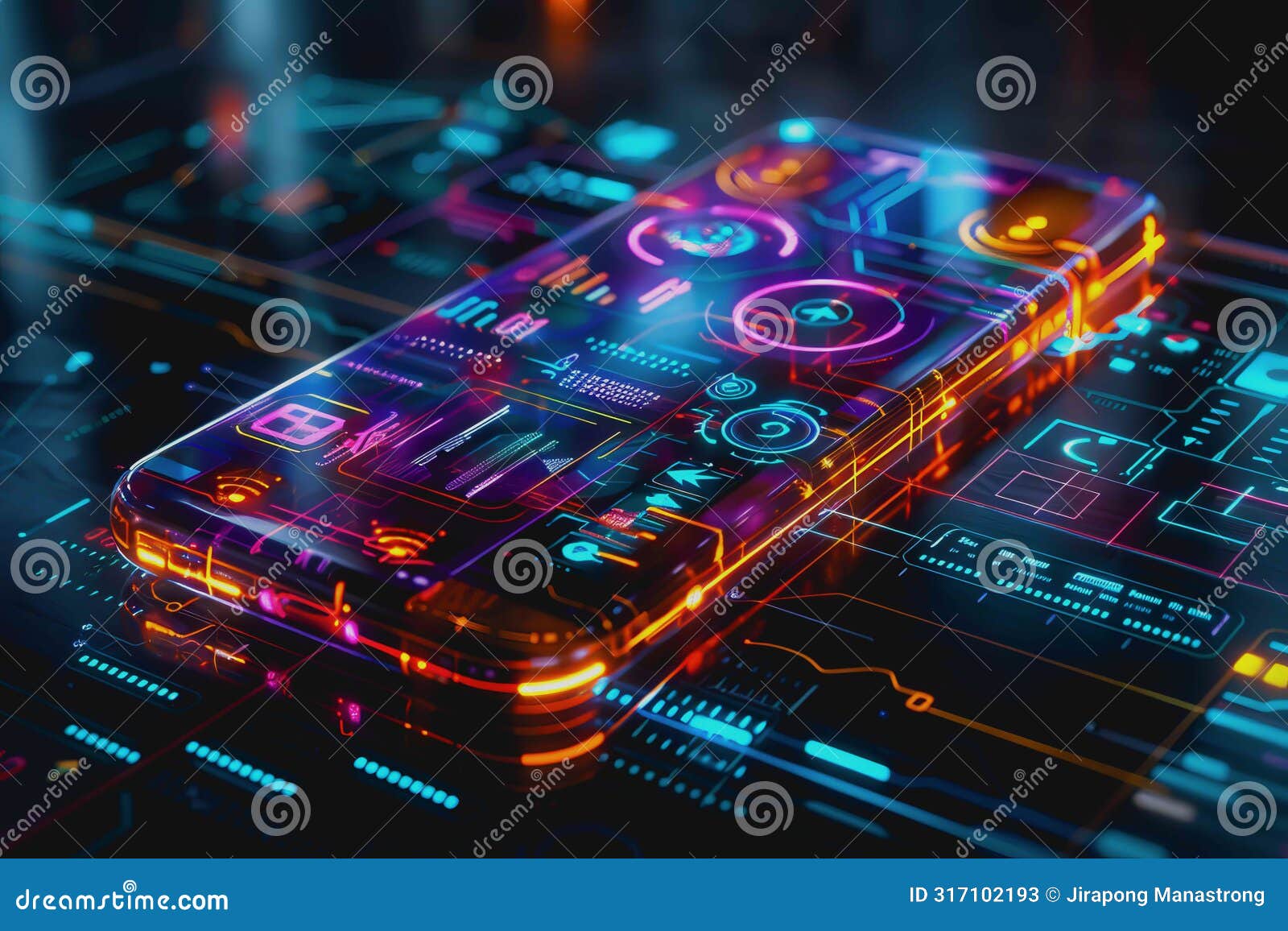 Smartphone a Transparent Display Shows User Interface Components, UX UI ...