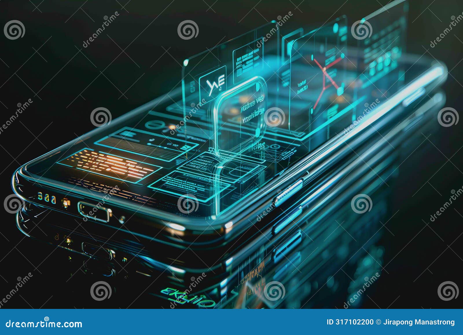 Smartphone a Transparent Display Shows User Interface Components, UX UI ...