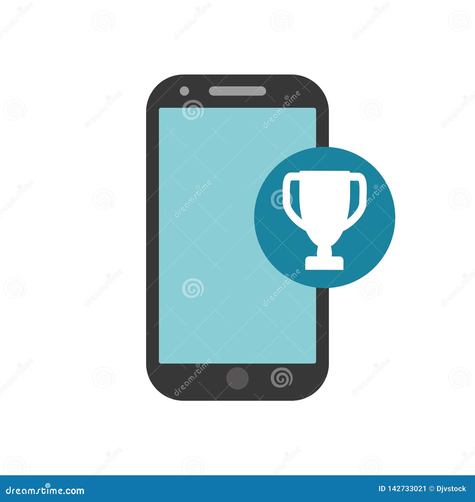 Smartphone with trophy cup stock vector. Illustration of portable ...