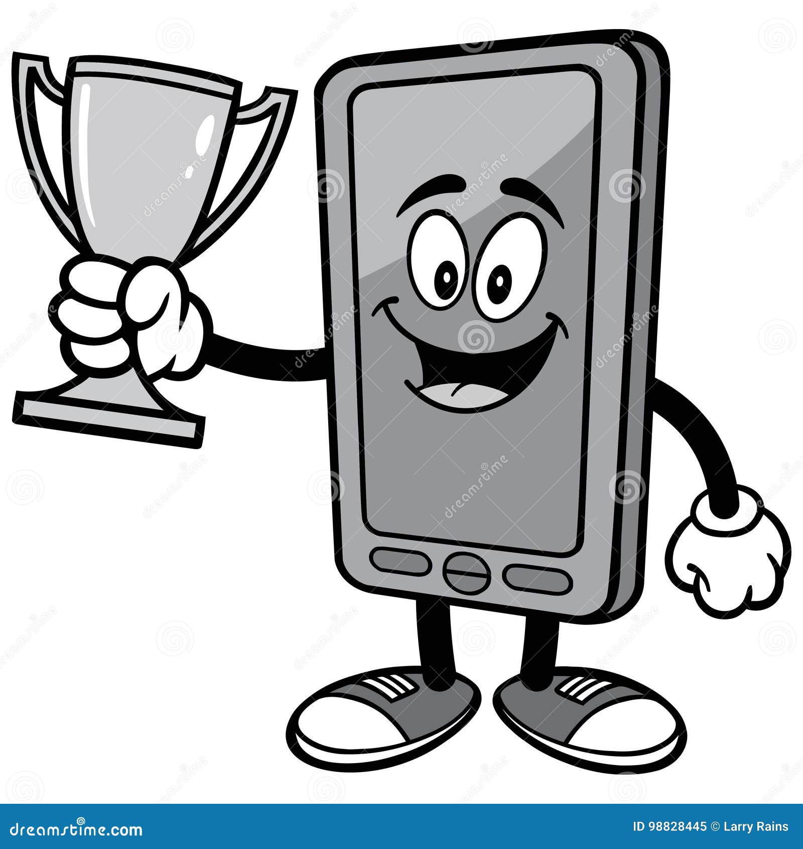 Smartphone with Trophy Illustration Stock Vector - Illustration of ...