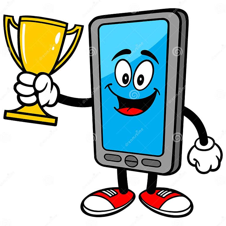 Smartphone with Trophy stock vector. Illustration of touch - 72945975