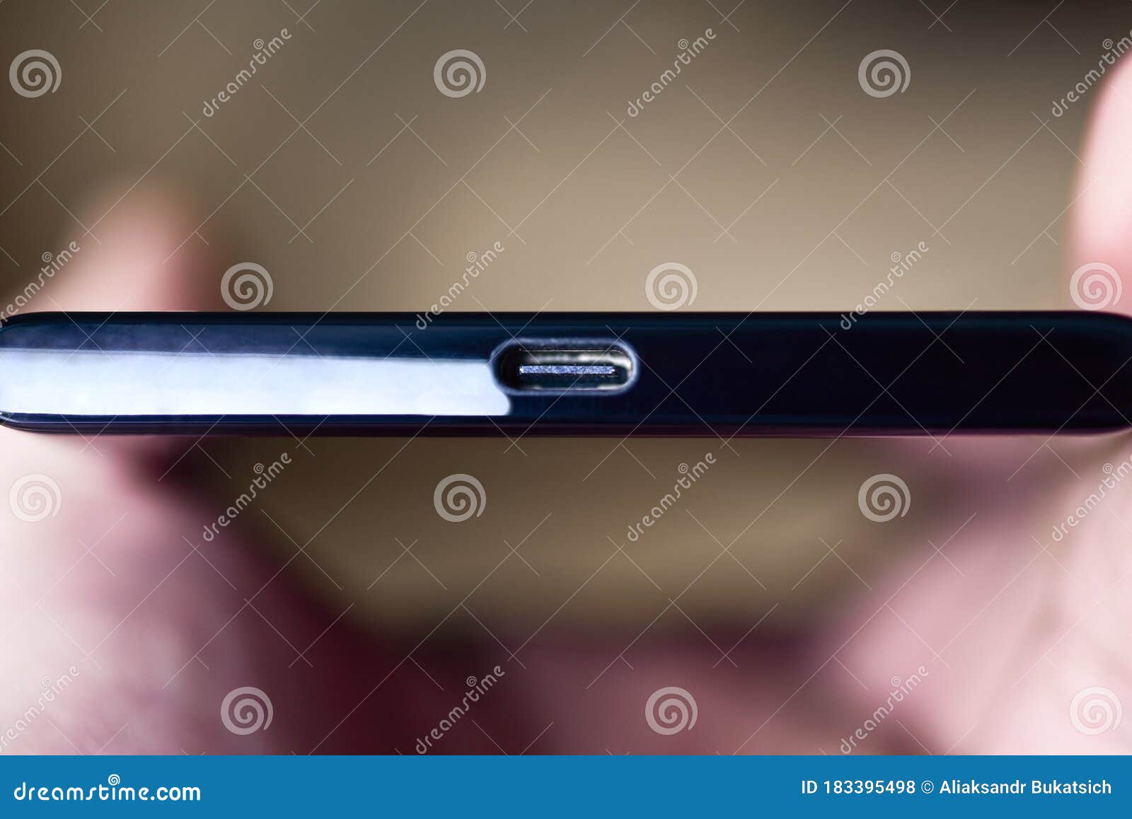 Smartphone with Type-c Usb Connector on Hand Stock Photo - Image of ...