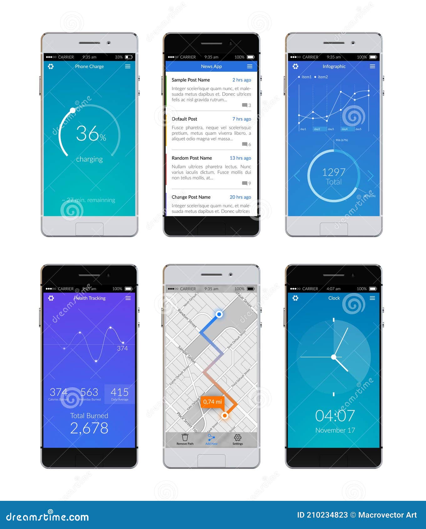 Smartphone Ui Set stock vector. Illustration of communicate - 210234823