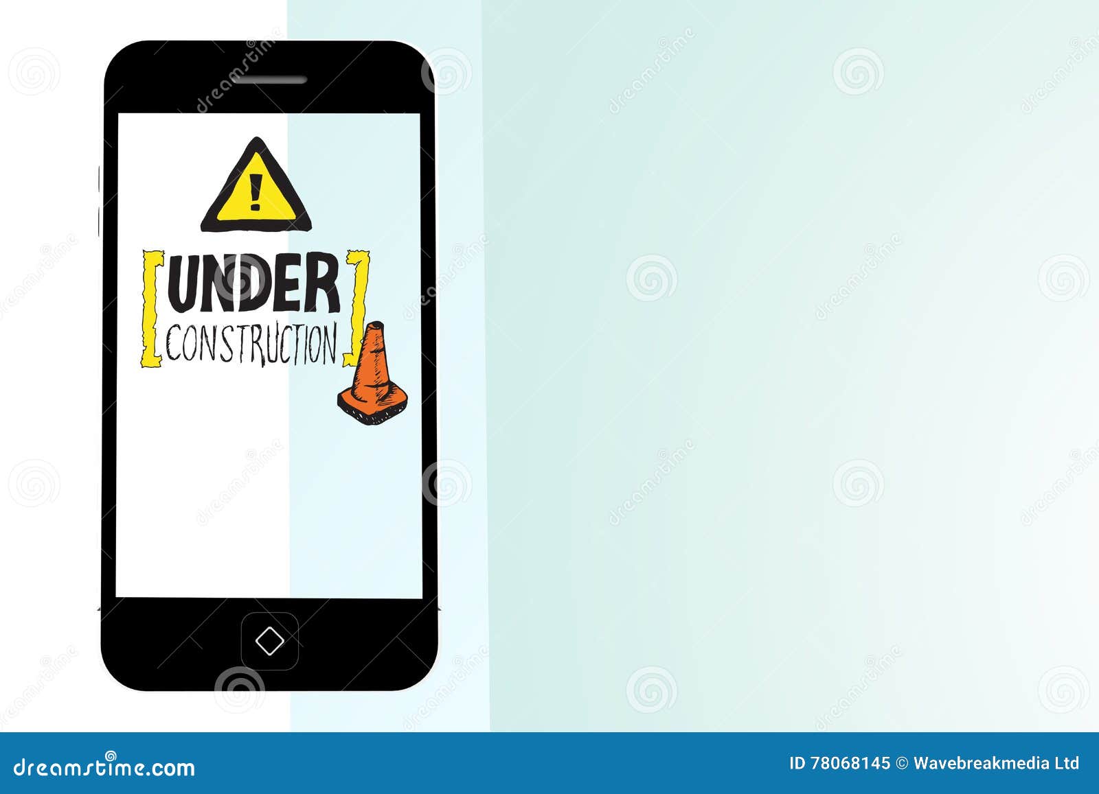 Smartphone with Under Construction Graphic Stock Illustration ...