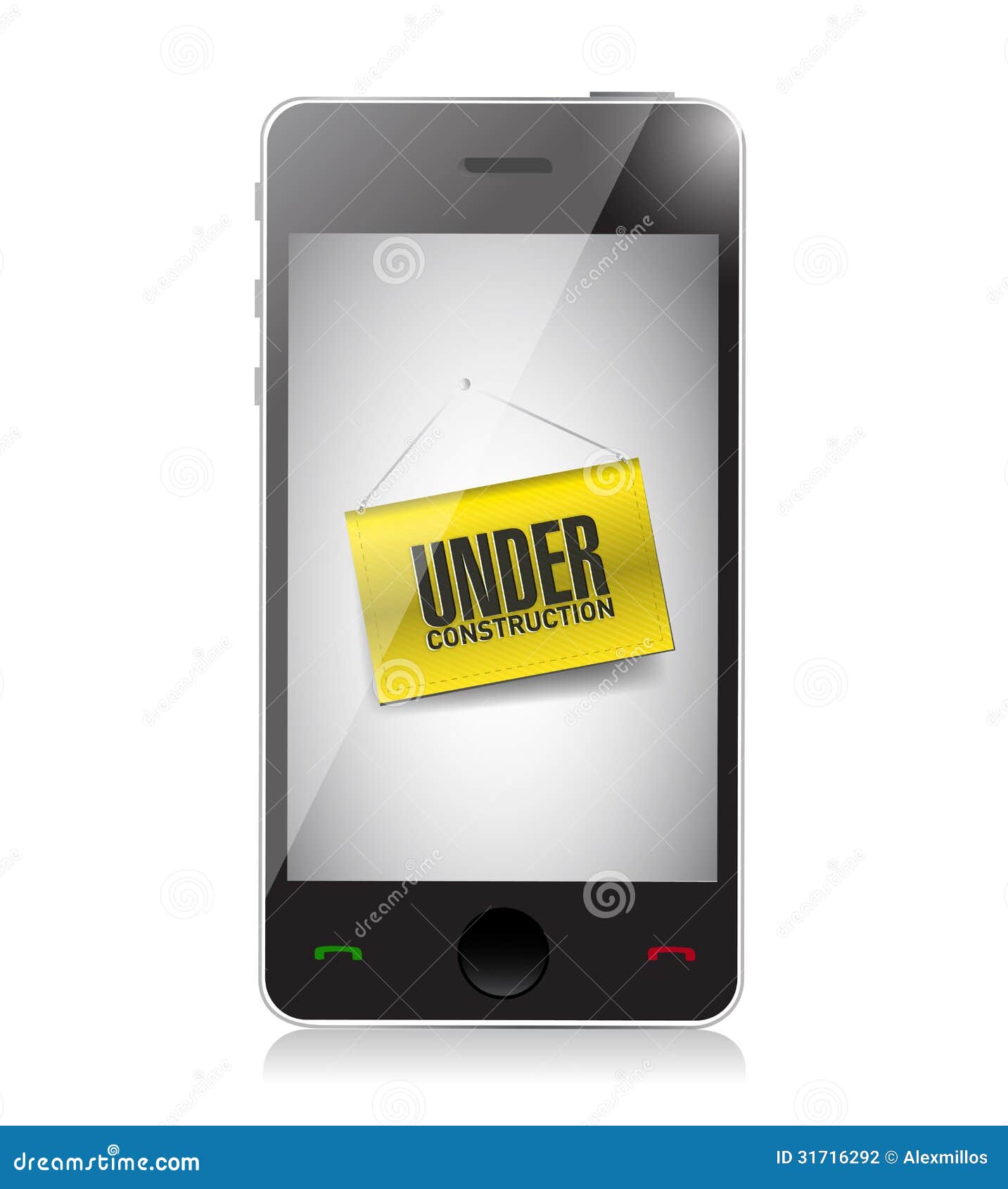 Smartphone with an Under Construction Signage Stock Illustration ...