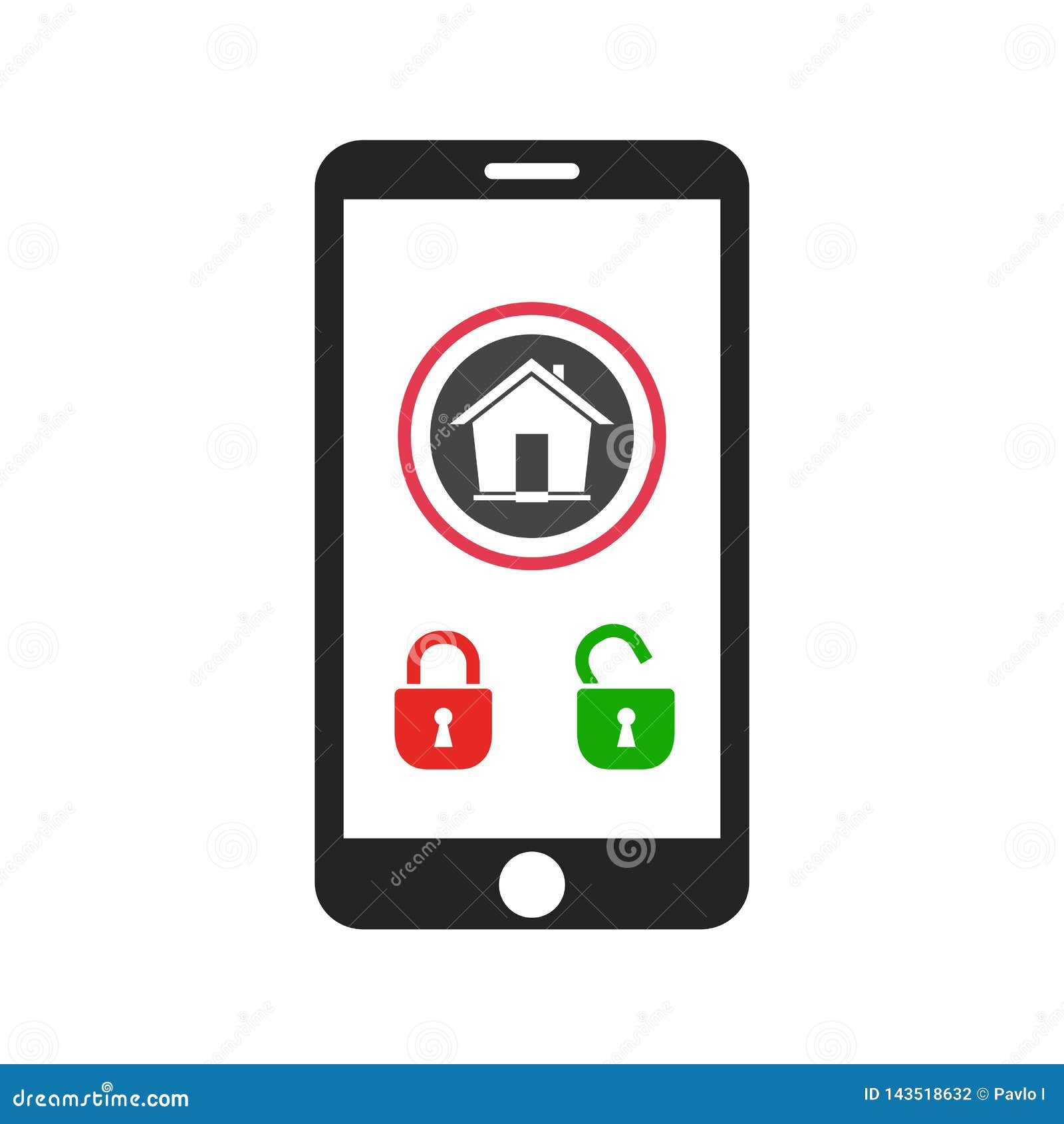 Smartphone with Unlocked Password Bubble Notification, Phone Screen with Closed and Open Lock ...