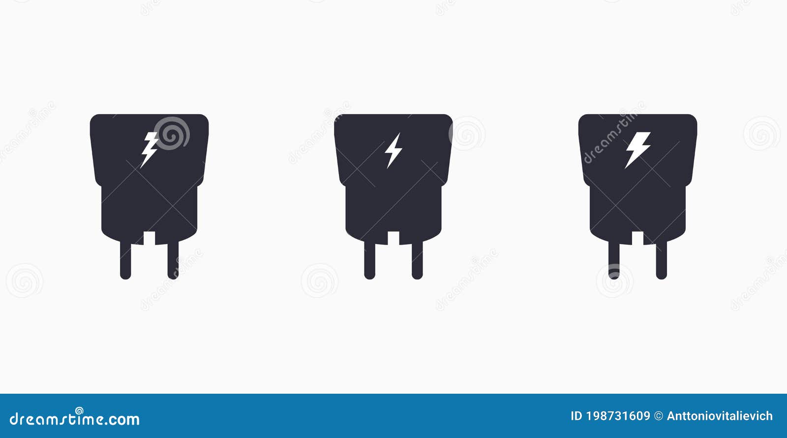 Smartphone USB Charger Adapter with Different Lightning Icons. Flat ...