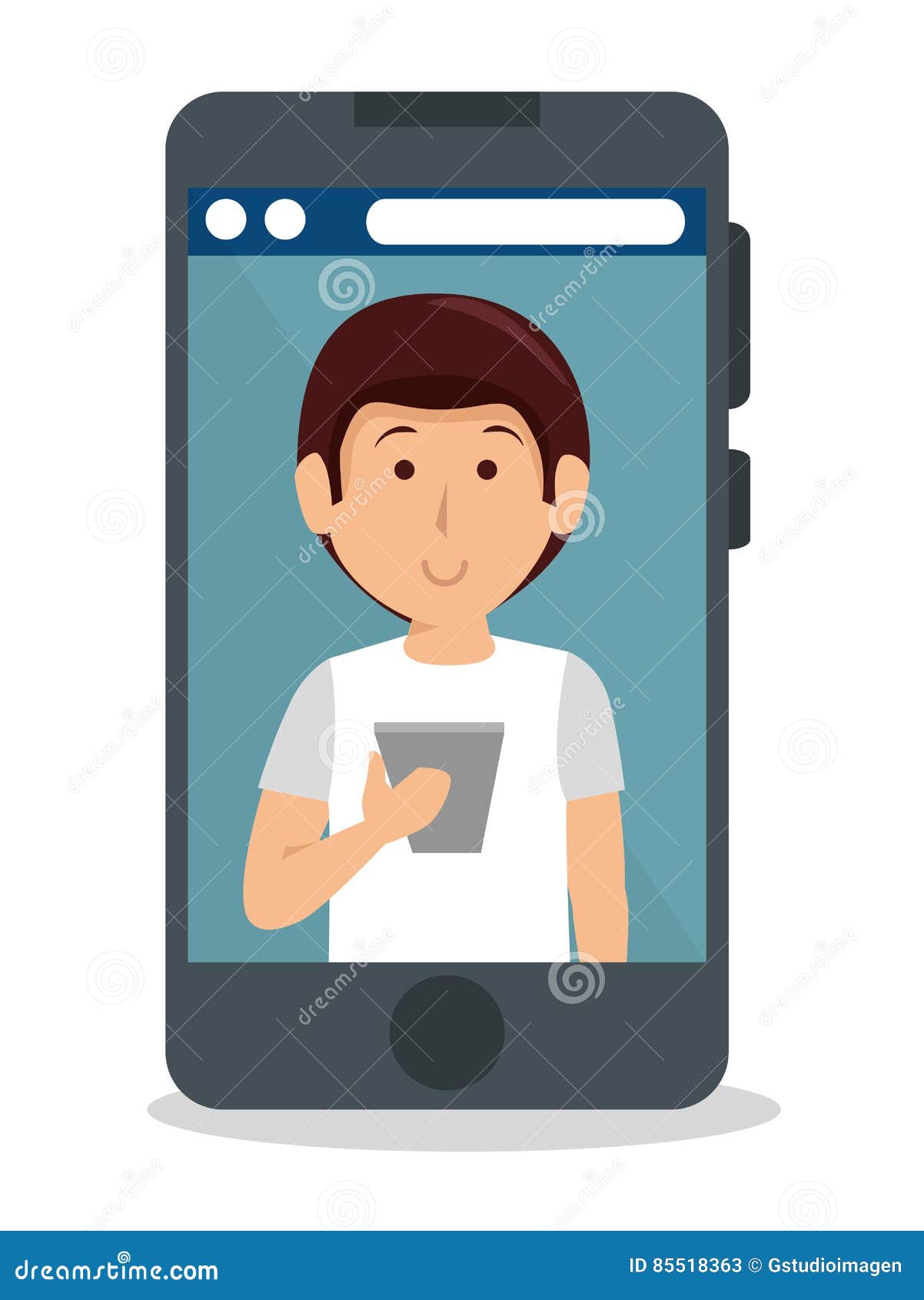 Smartphone with user icon stock vector. Illustration of user - 85518363