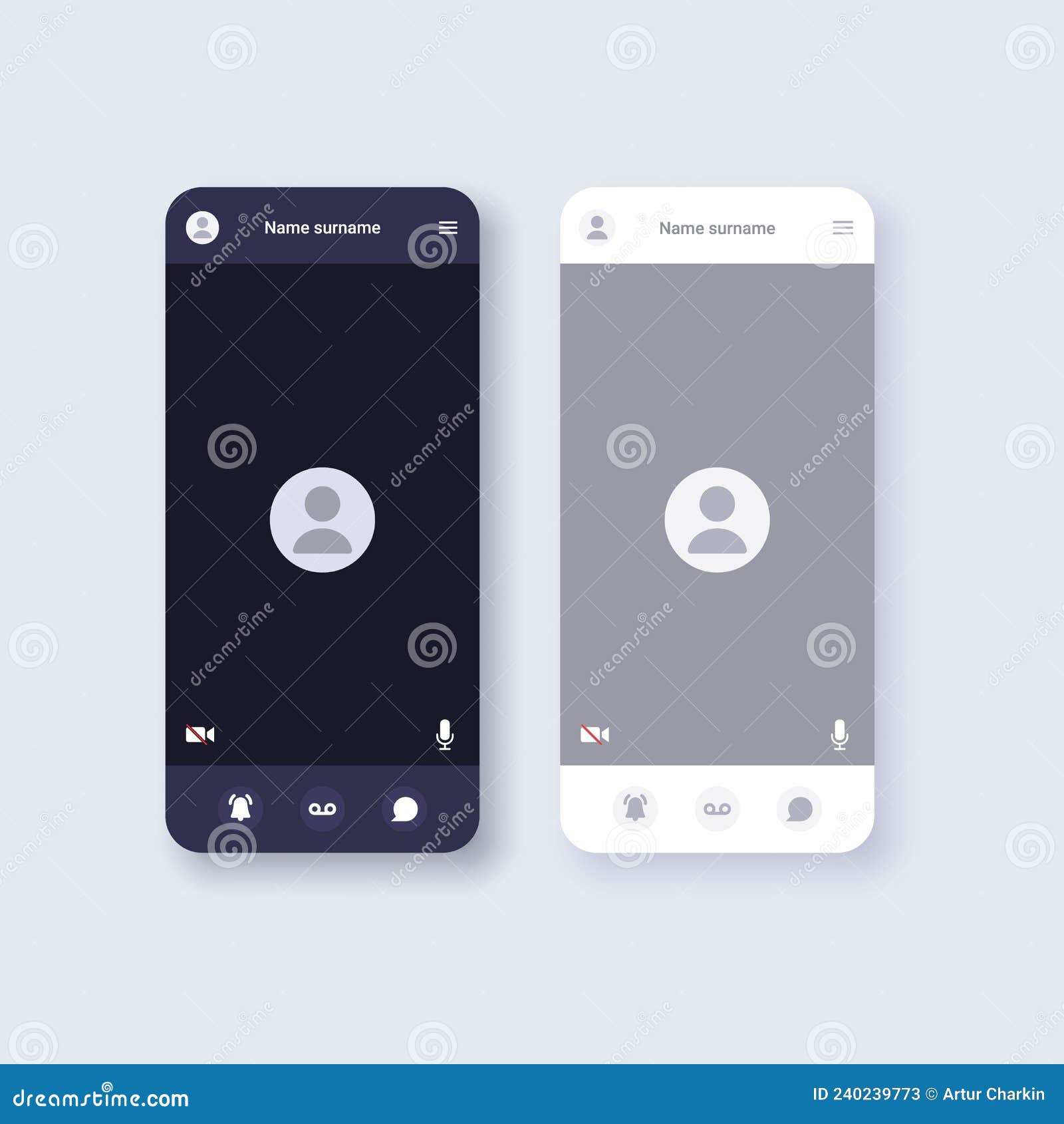 Smartphone User Interface Concept Template. Video Call Design on Phone ...