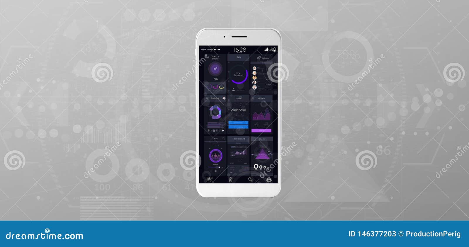 Smartphone with User Interface Data on the Screen Isolated on a ...