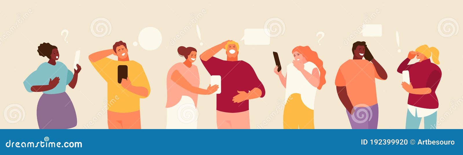 Smartphone Users with Different Emotions Stock Vector - Illustration of ...