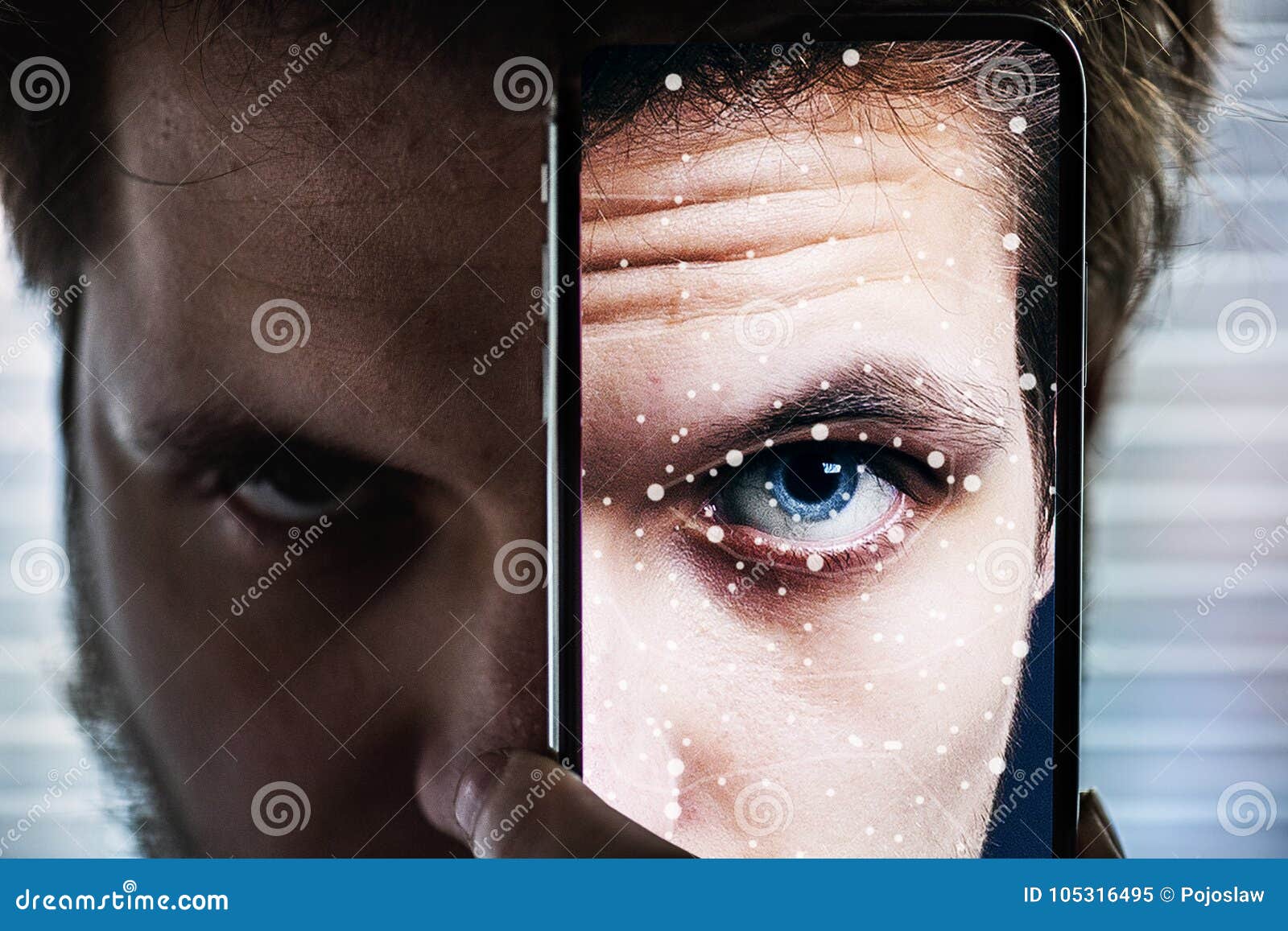 A Smartphone Using Face ID Recognition System. Stock Image - Image of ...