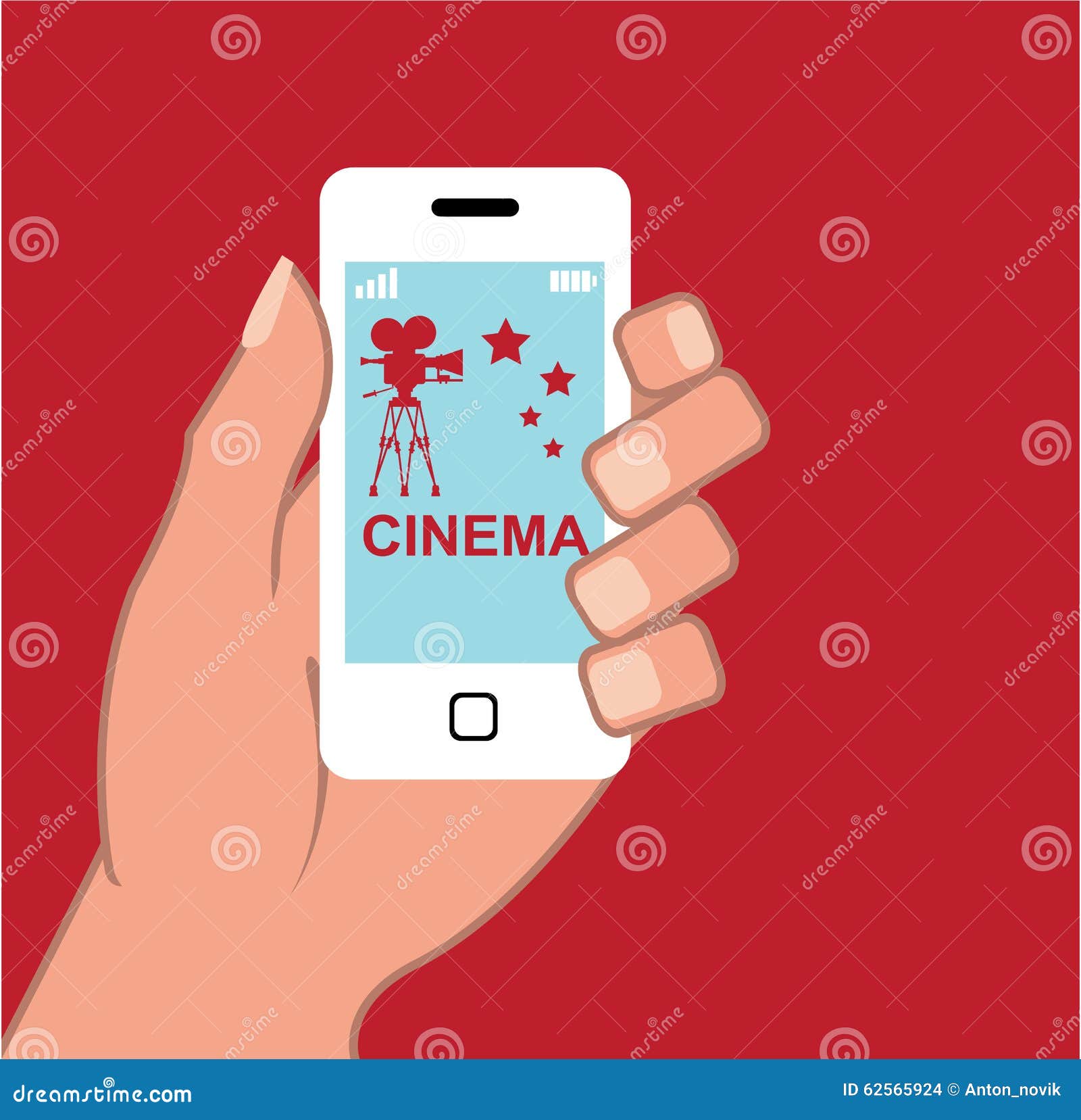 Smartphone Vector Cinema App Vector Movies Stock Vector - Illustration ...