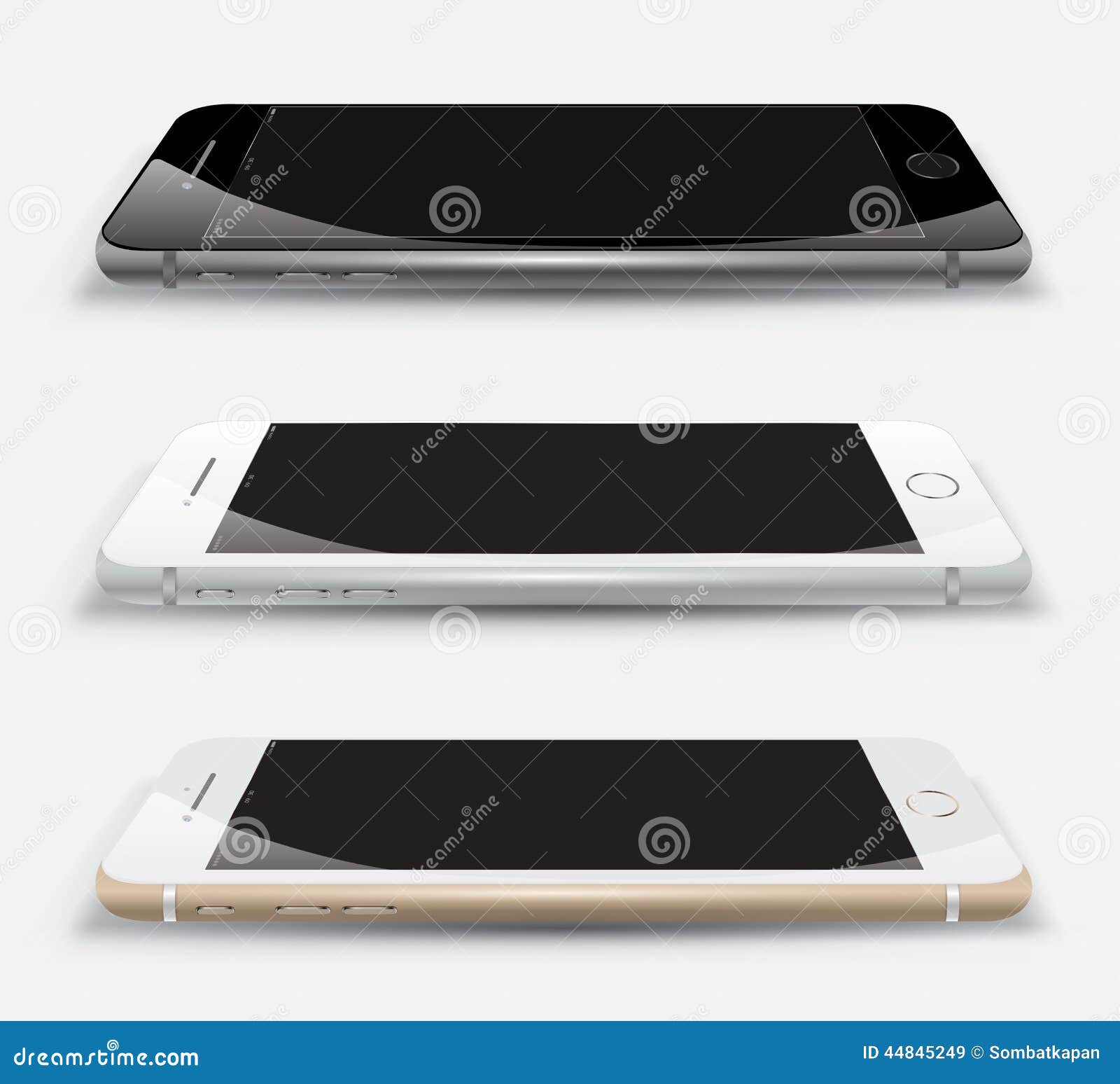 Smartphone Vector 3D Mockup Realistic Set. Stock Vector - Illustration ...
