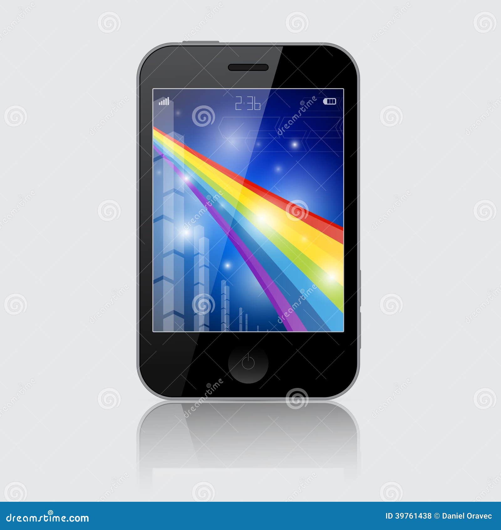 Smartphone Vector Illustration with Abstract Rainbow Theme Stock Vector ...
