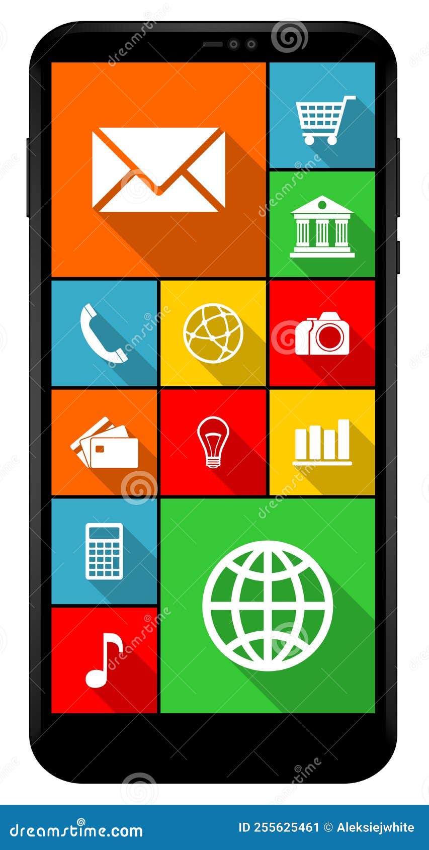 Smartphone Vector Mockup. Front View of Multimedia Mobile Phone with ...