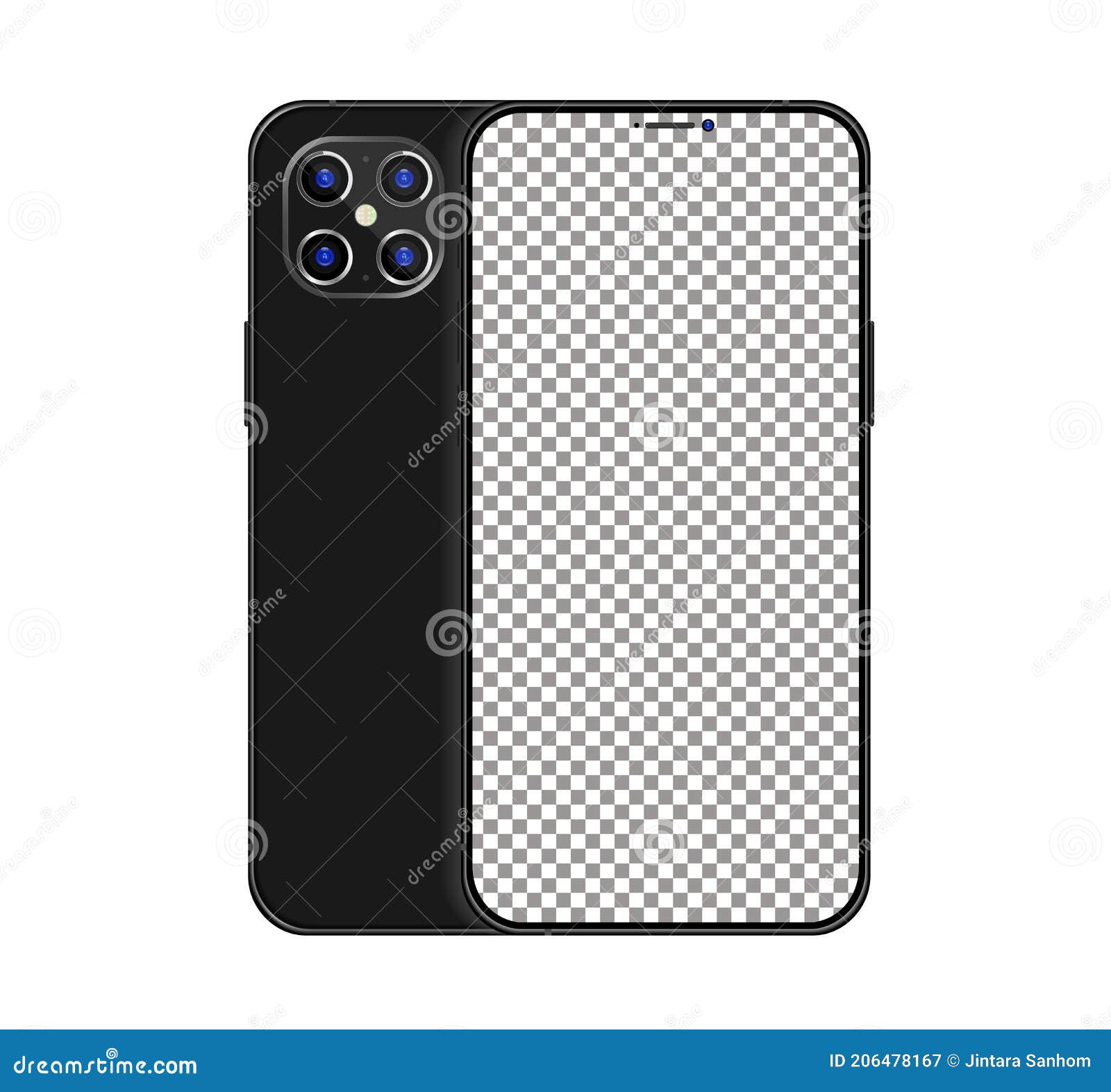 Smartphone Vector Realistic Detailed with Screen Transparent Back and ...